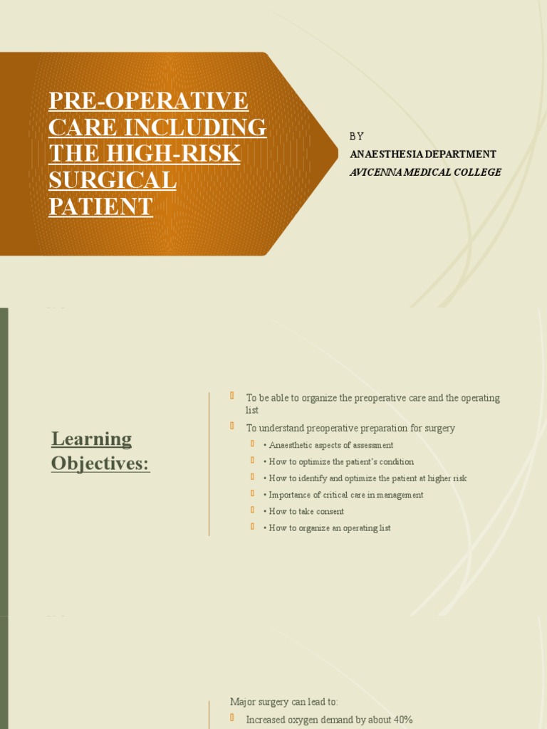 Preoperative Care for High-Risk Patients | PDF | Surgery | Anesthesia