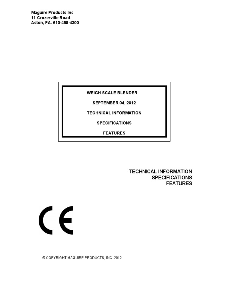 WSB Tech Specs File | PDF | Calibration | Weight