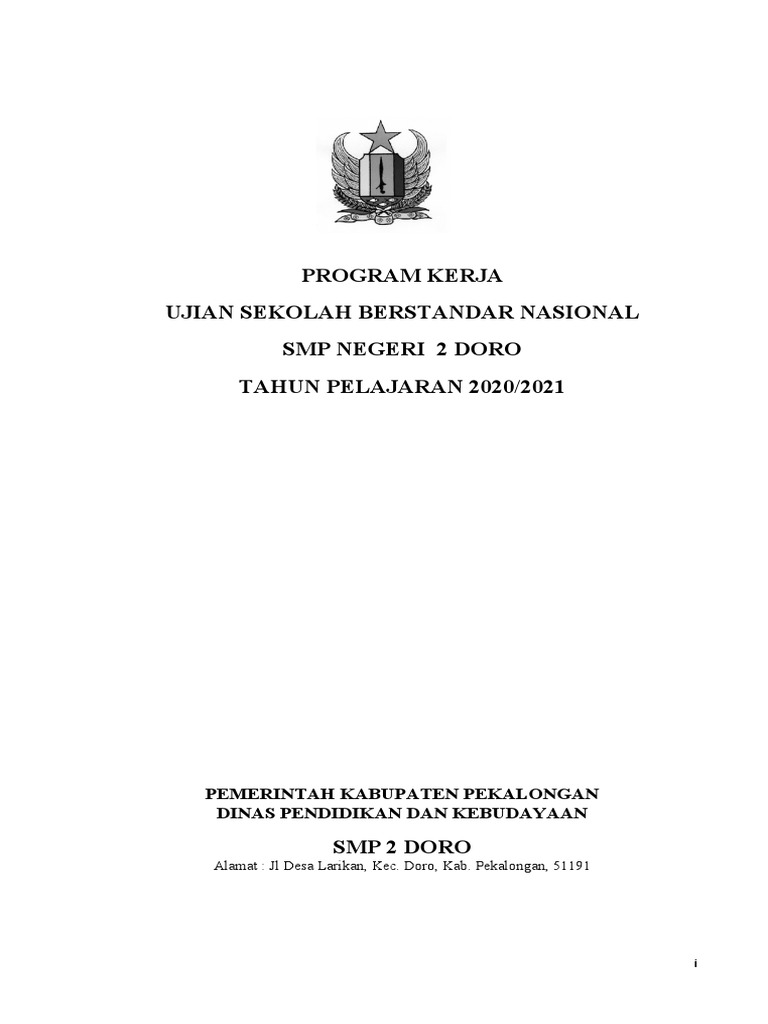 Cover Program Kerja USBN | PDF