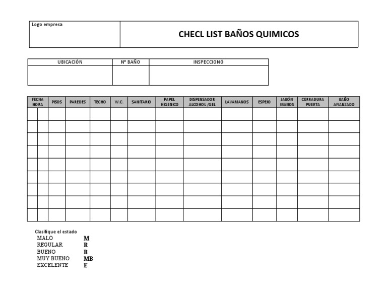 Checklist baños químicos inspección | PDF