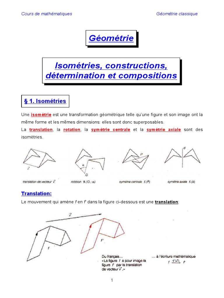 Geometrie 14 Isometries Constructions Determination Et Compositions ...