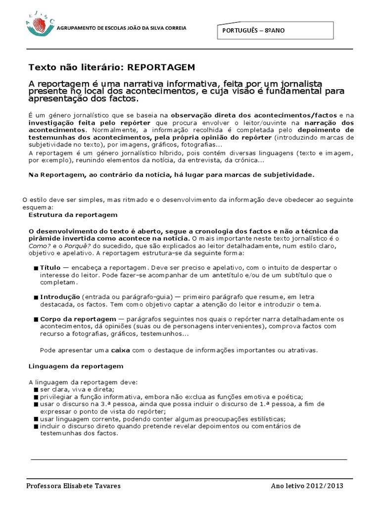 Estrutura e Linguagem da Reportagem | PDF | Jornalismo | Jornal e revista
