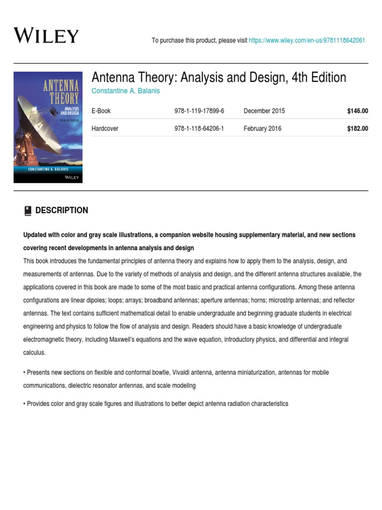 Wiley - Antenna Theory - Analysis and Design, 4th Edition - 978!1!118 ...