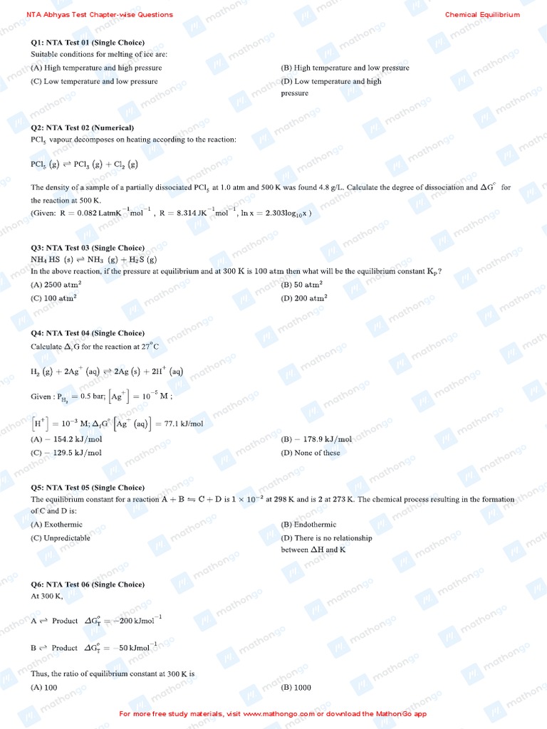 07 Chemical Equilibrium | PDF | Physical Sciences | Chemistry