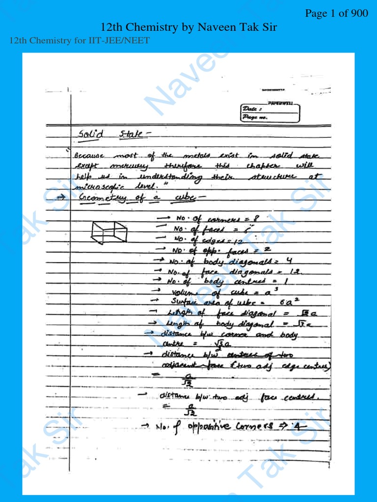 12th Chemistry Notes by Naveen Sir | PDF
