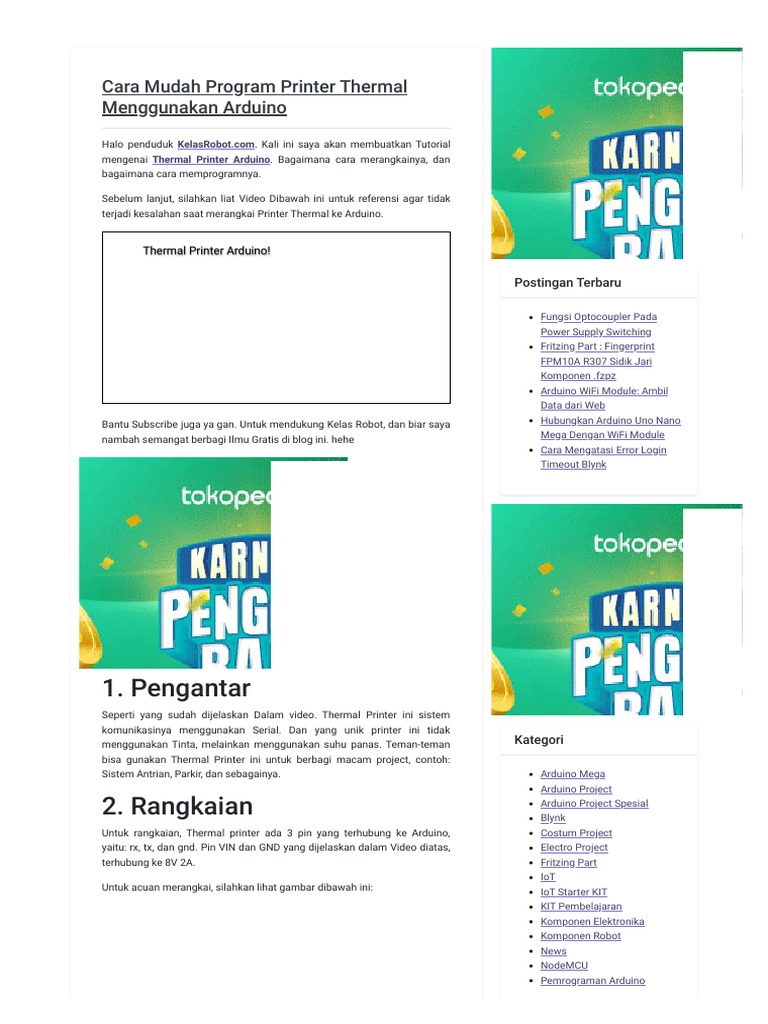 Cara Mudah Program Printer Thermal Menggunakan Arduino | PDF