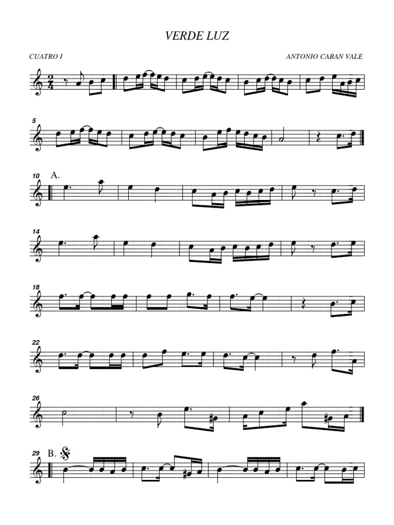 VERDELUZ Cuatro1 Partitura | PDF