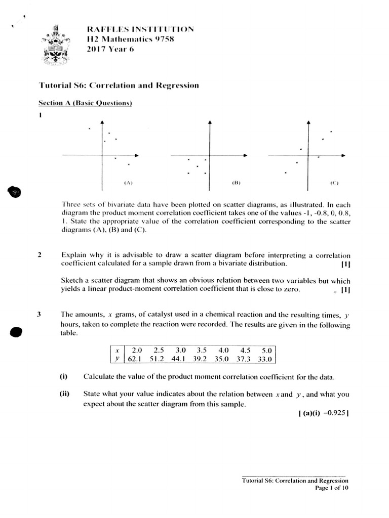 S6 Correlation and Regression Tutorial | PDF