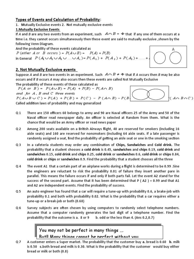 Types of Events in Probability Explained | PDF | Randomness | Teaching ...