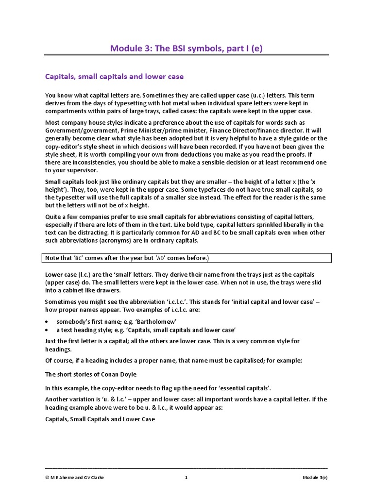 Module 3: The BSI Symbols, Part I (E) : Capitals, Small Capitals and ...