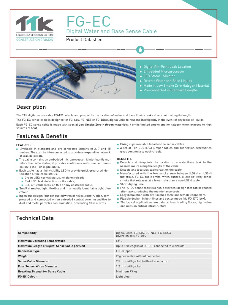 Fg-Ec: Digital Water and Base Sense Cable | PDF | Electrical Connector ...