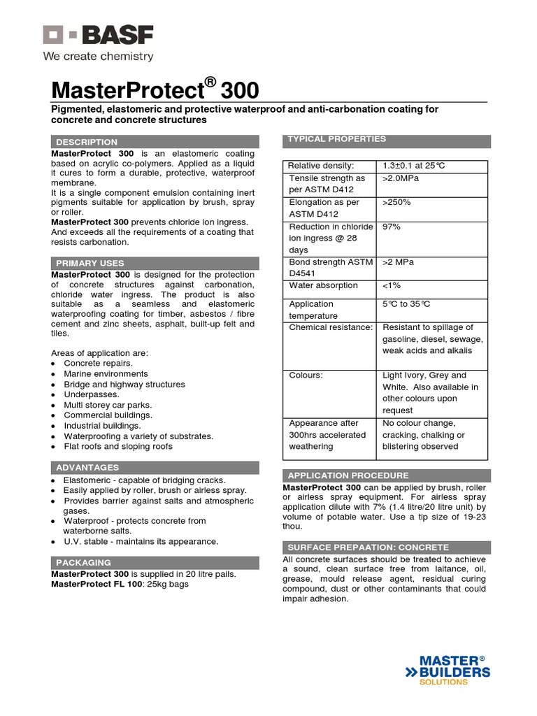 MasterProtect 300 | PDF | Concrete | Materials