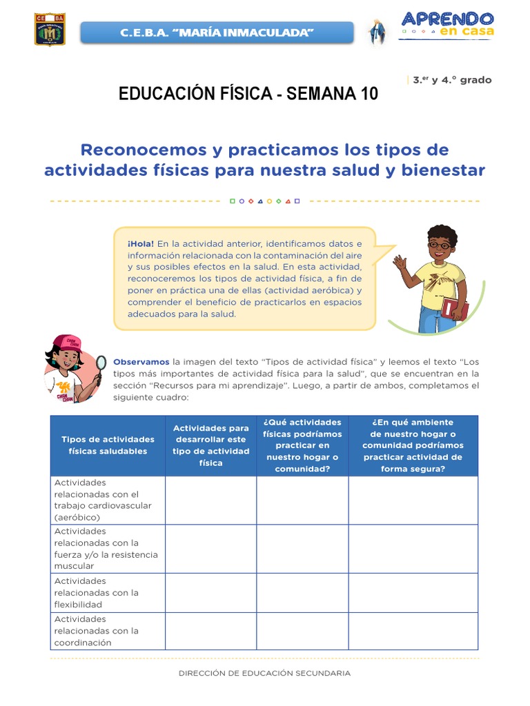 10 Sem E.fisica Reconocemos y Practicamos Tipos Ac - Fisicas 3roy4to | PDF | Médico de atención ...