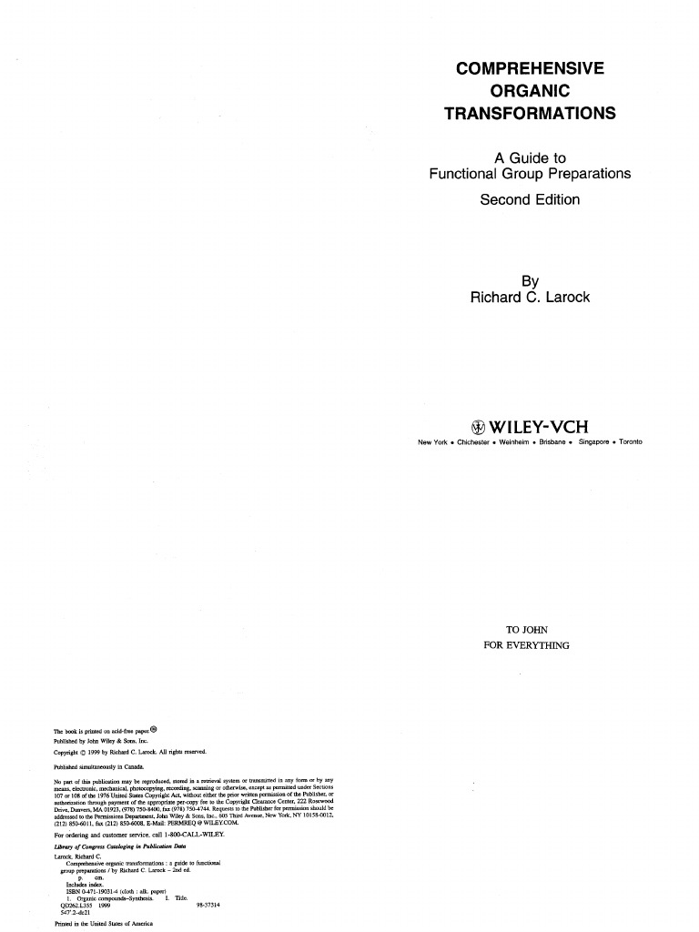 Comprehensive Organic Transformations A Guide To Functional Group ...
