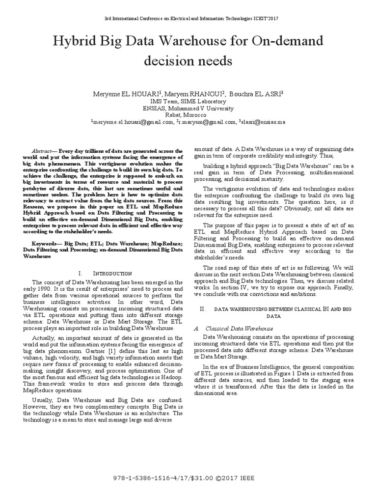 Hybrid Big Data Warehouse For On-Demand Decision Needs | PDF | Data ...