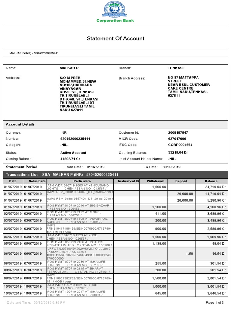 Statement of Account | PDF | Financial Technology | Finance & Money ...