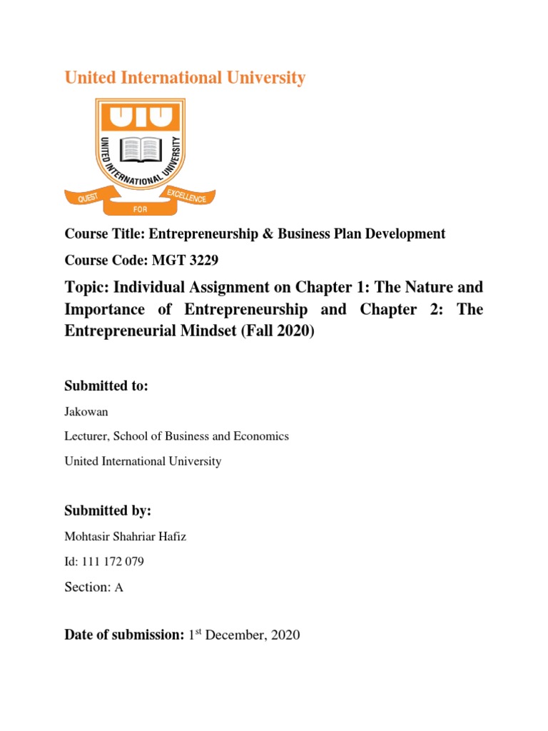 Entrepreneurship Individual Assignement | PDF | Entrepreneurship ...
