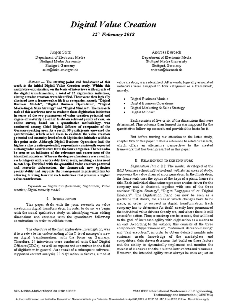 Digital Value Creation | PDF | Business Model | Marketing