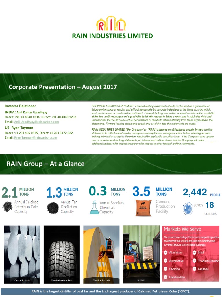 Rain Industries Limited: Corporate Presentation - August 2017 | PDF ...