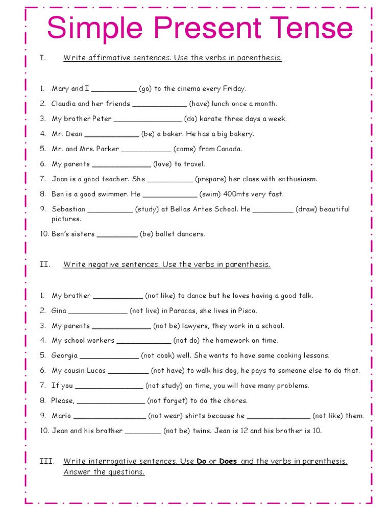 Simple Present Tense Writing Creative Writing Tasks - 100285 | PDF