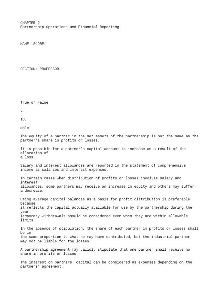 Chapter 2 Partnership Operations and Financial Reporting | PDF | Partnership | Interest