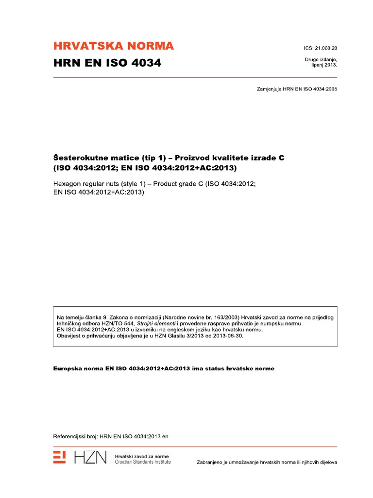 HRN en Iso 4034 - 2013 | PDF