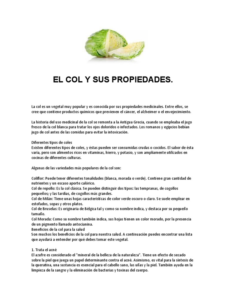 Beneficios de la col para la salud | PDF | Repollo | Alimentos