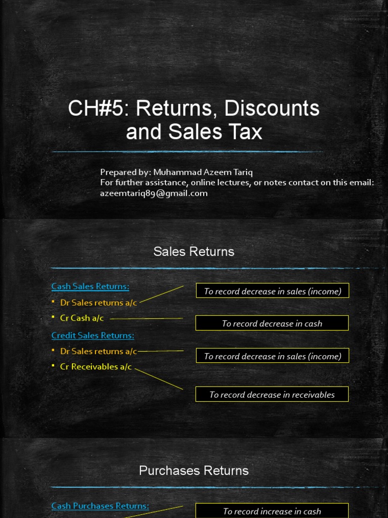 ACCA F3 CH#5: Sale Returns, Purchases Returns, Discounts Notes | PDF ...