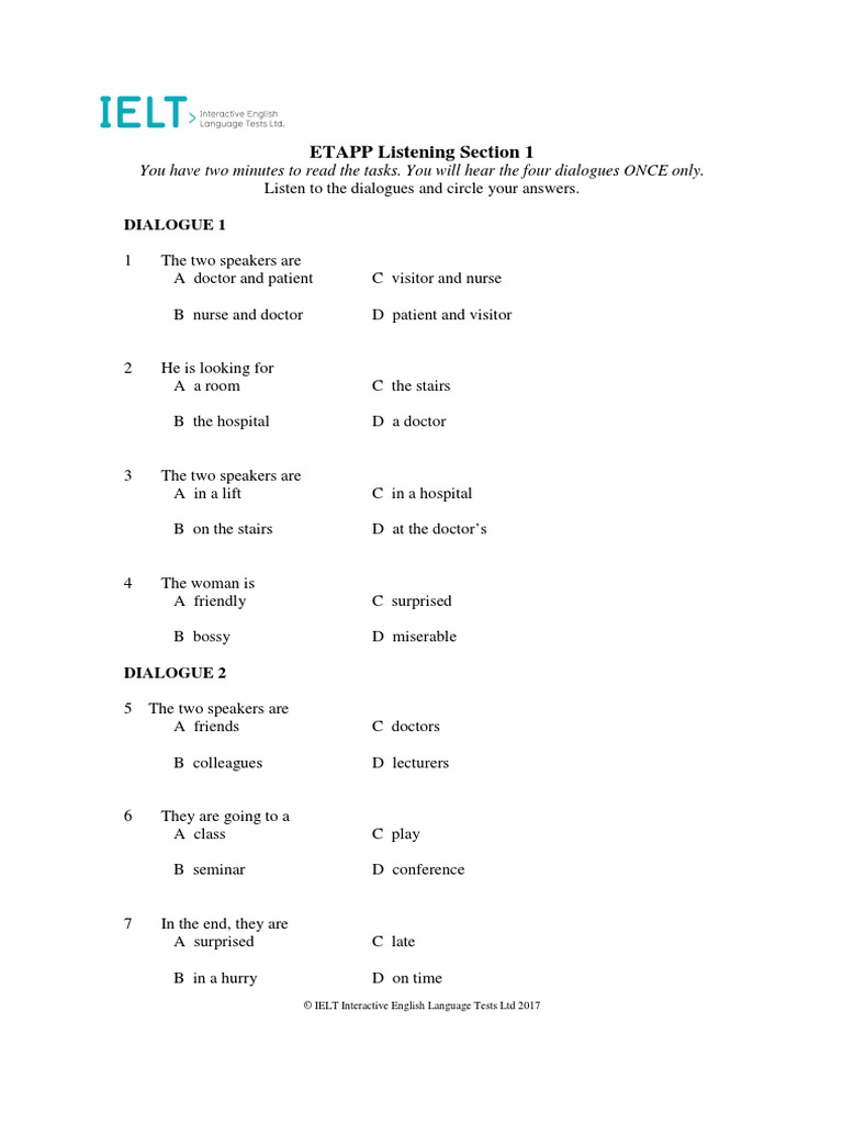 Complete Sample Listening Test | PDF | Alternative Medicine | Physician