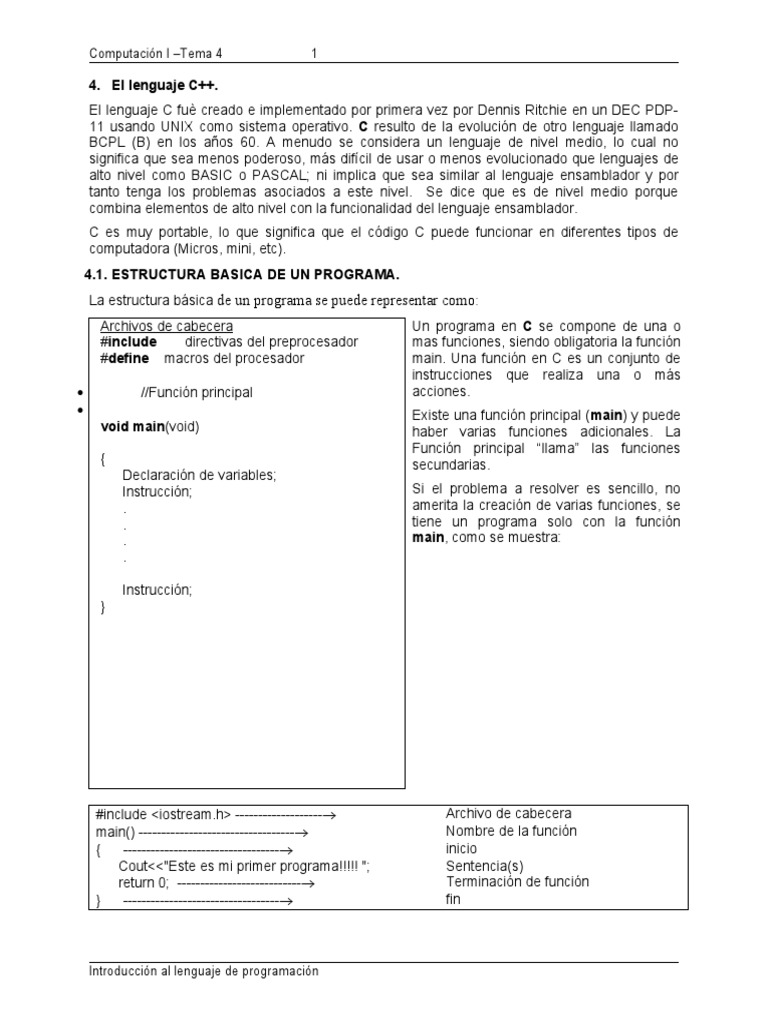 Lenguaje C++ | PDF | Lenguaje de programación | Programa de computadora