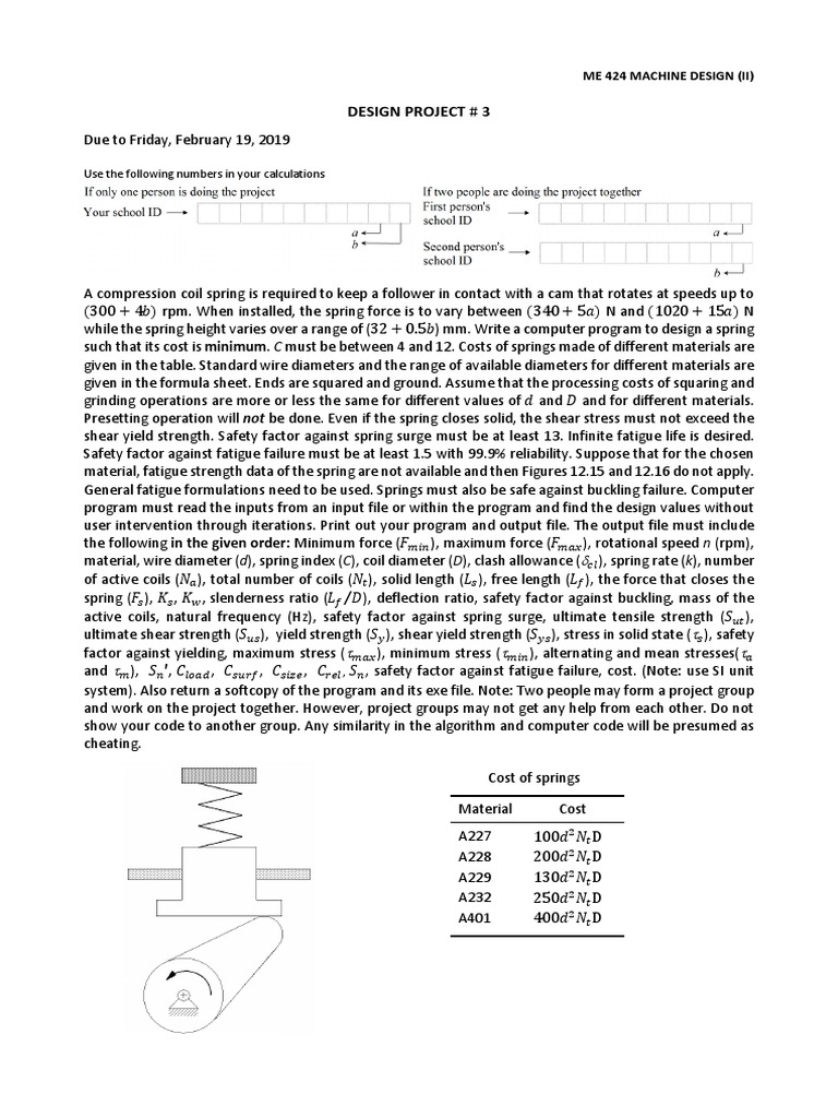 Machine Design 2 Design Project 3 | PDF | Strength Of Materials | Yield ...