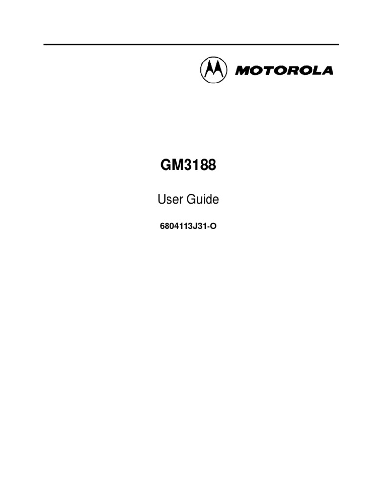 GM3188 UserManual | PDF | Copyright | Motorola