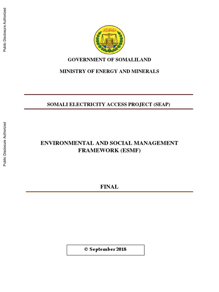ESMF For Somali Electricity Access Project Somaliland 1 | PDF | Environmental Impact Assessment ...