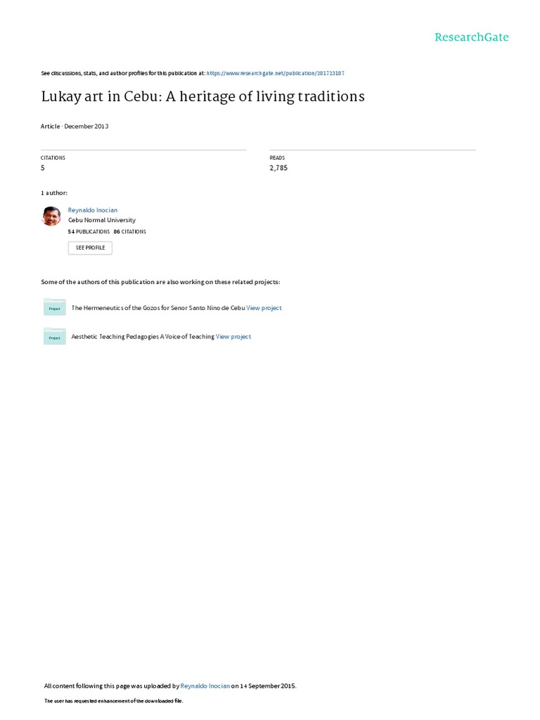 Lukay Art in Cebu A Heritage of Living Traditions | PDF | Weaving | Rituals