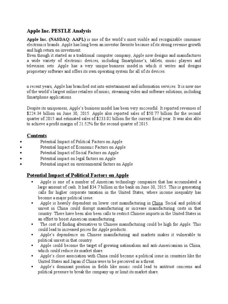 Apple Inc. PESTLE Analysis: Apple Inc. (NASDAQ: AAPL) Is One of The ...