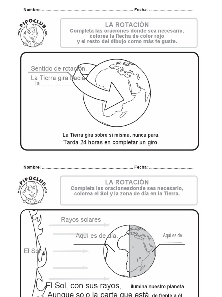 Rotación de la Tierra para Niños | PDF | Historia