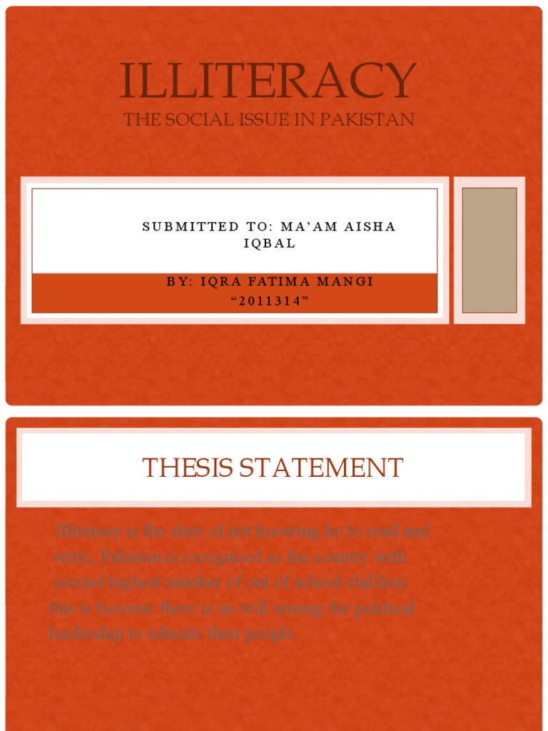 Illiteracy: A Social Issue in Pakistan | PDF | Self-Improvement | Wellness