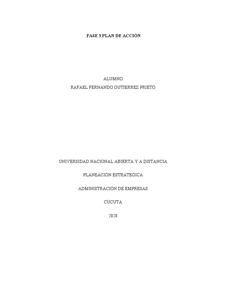 Fase 3 Plan de Acción | PDF | Planificación estratégica | Empresas