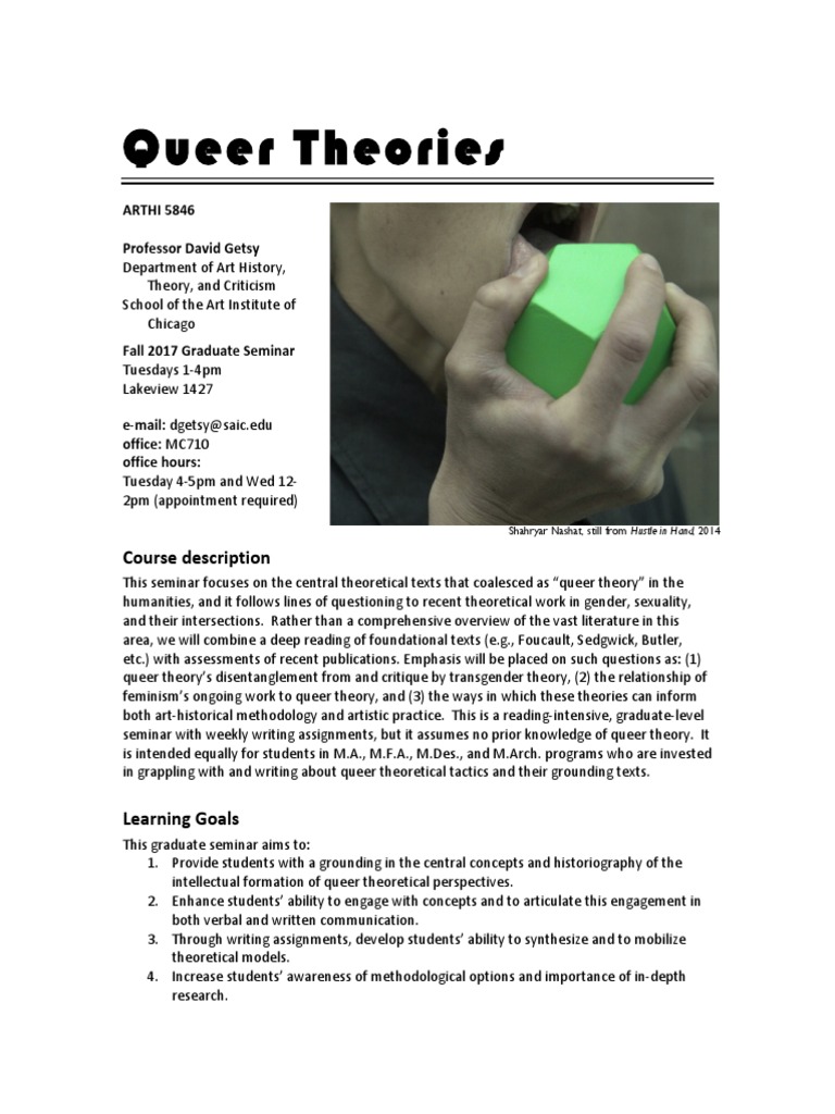 Queer Theories: Course Description | PDF | Queer Theory | LGBTQIA+ Studies