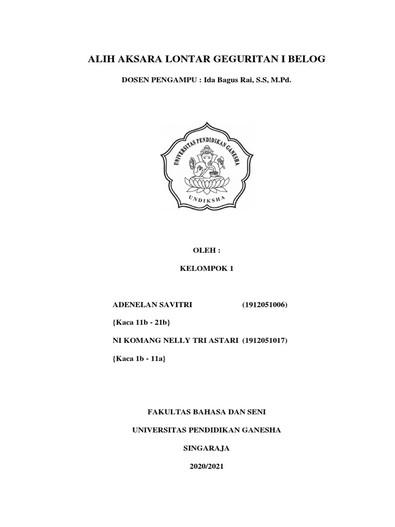 Alih Aksara Gaguritan I Belog | PDF