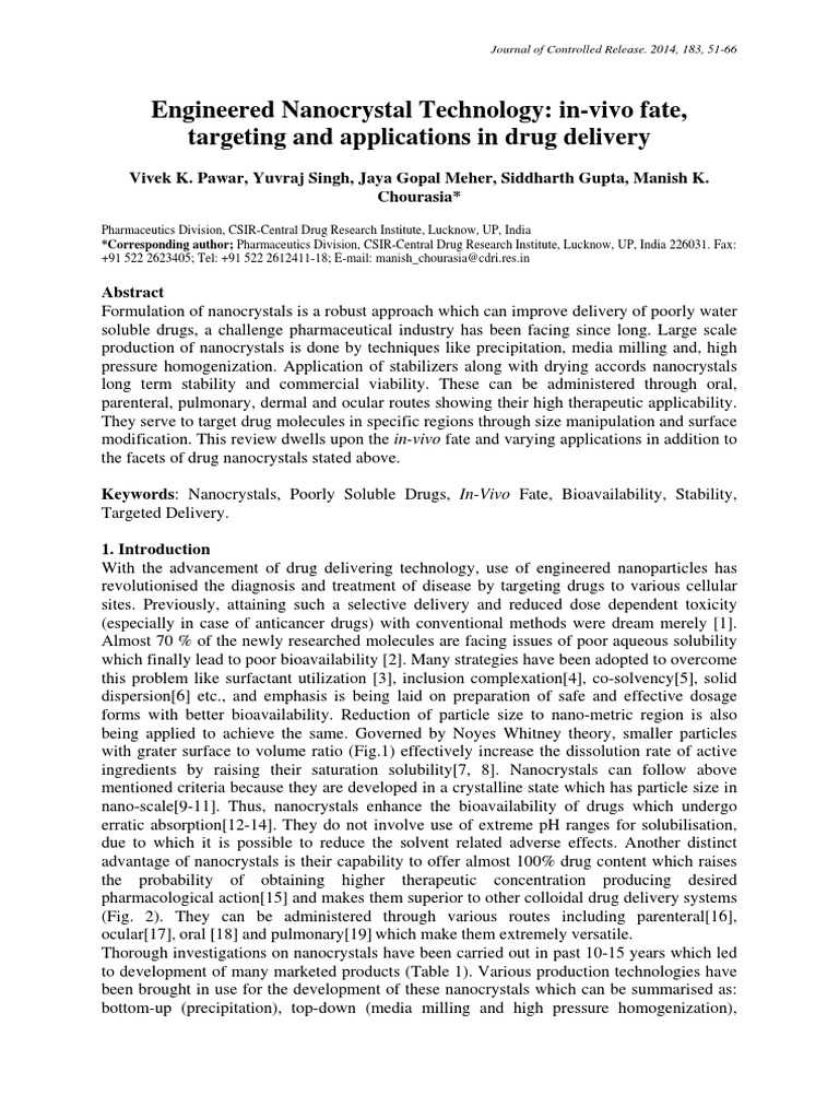 Nanocrystal Technology And Drug Delivery – NHGA
