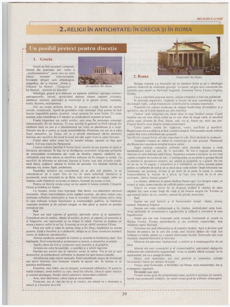 V.2 Religii În Antichitate, În Grecia Și În Roma | PDF