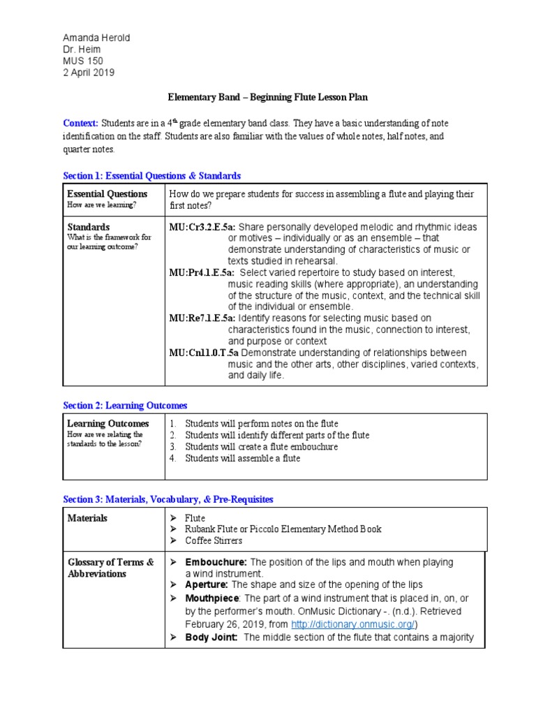 Herold-Mus150-Flute Lesson Plan | Download Free PDF | Flute | Saxophone