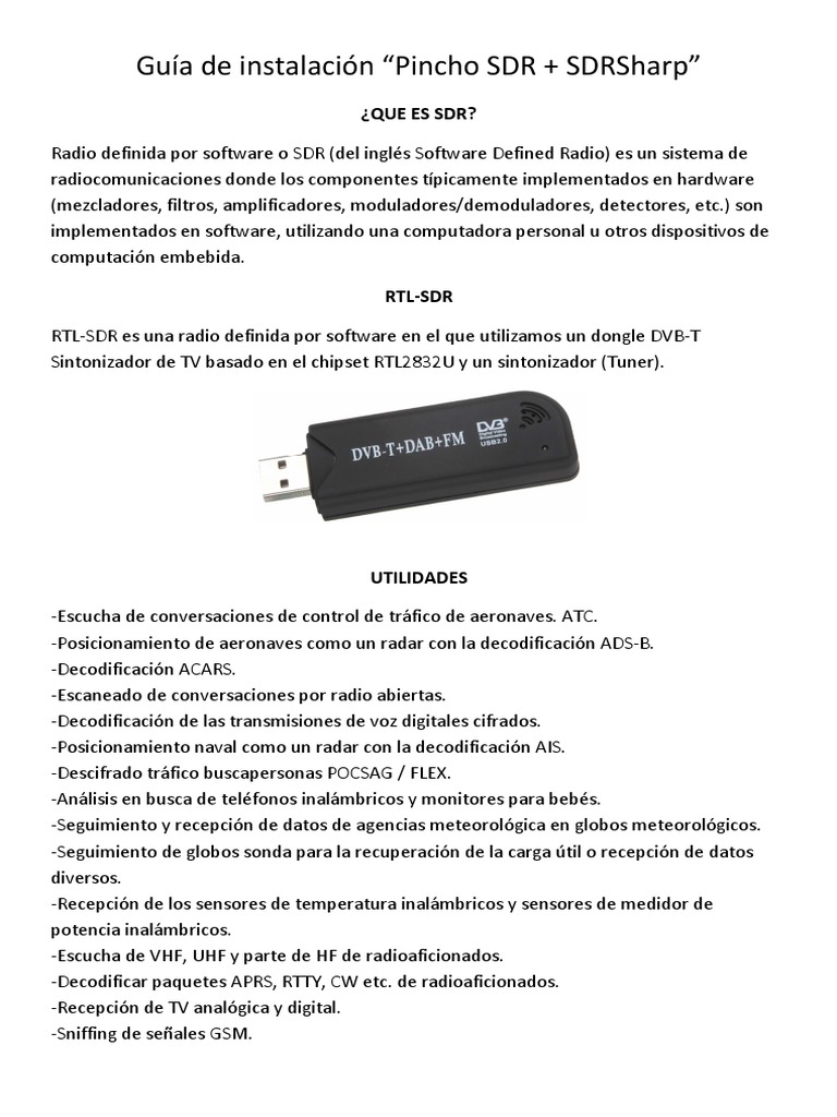 Guia de Instalacion Pincho SDR+SDRSharp | PDF | Alta frecuencia | Radio
