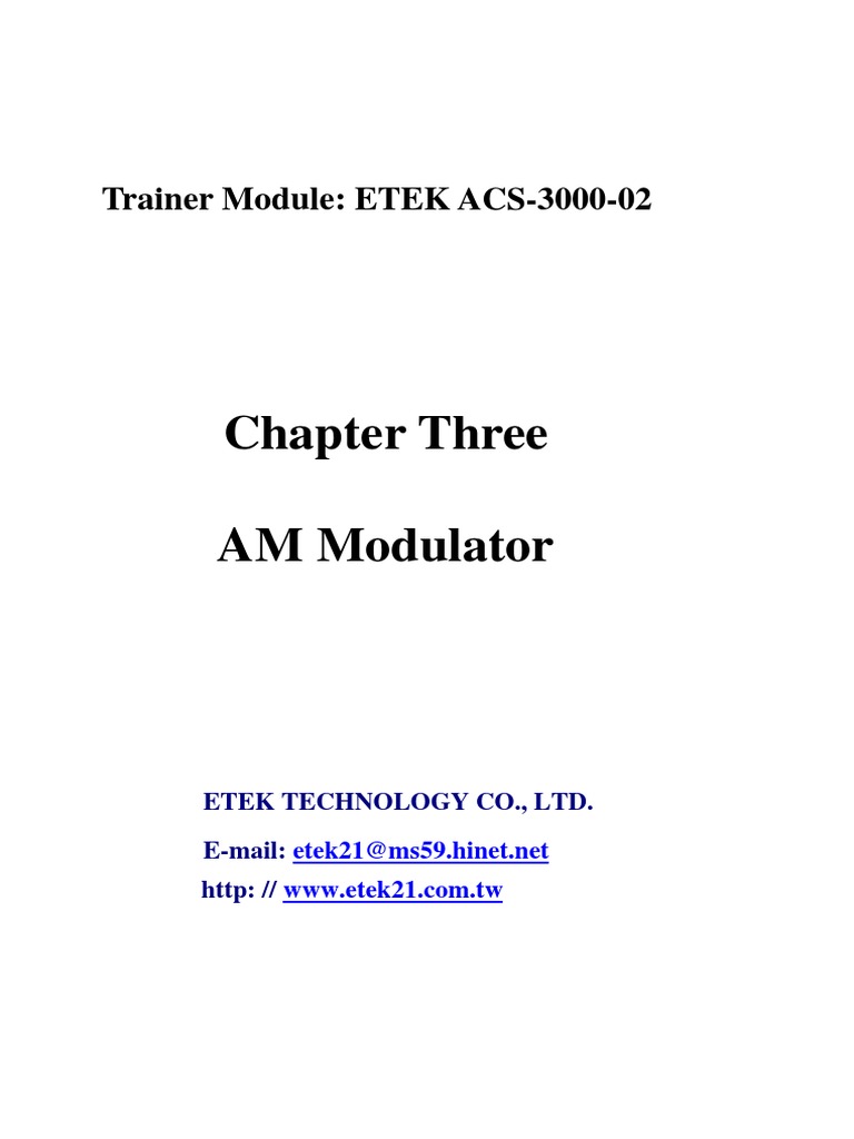 Chapter Three AM Modulator: Trainer Module: ETEK ACS-3000-02 | PDF ...