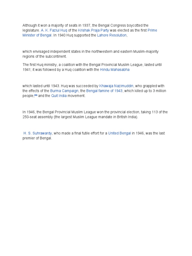 A. K. Fazlul Huq Krishak Praja Party Prime Minister of Bengal Lahore ...