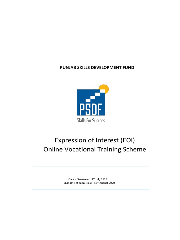 Expression of Interest Instruction Data Sheet Online Vocational ...