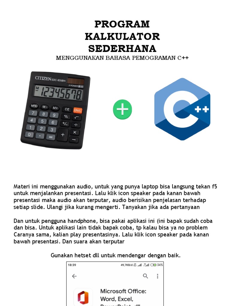 Program Kalkulator Sederhana C++ | PDF