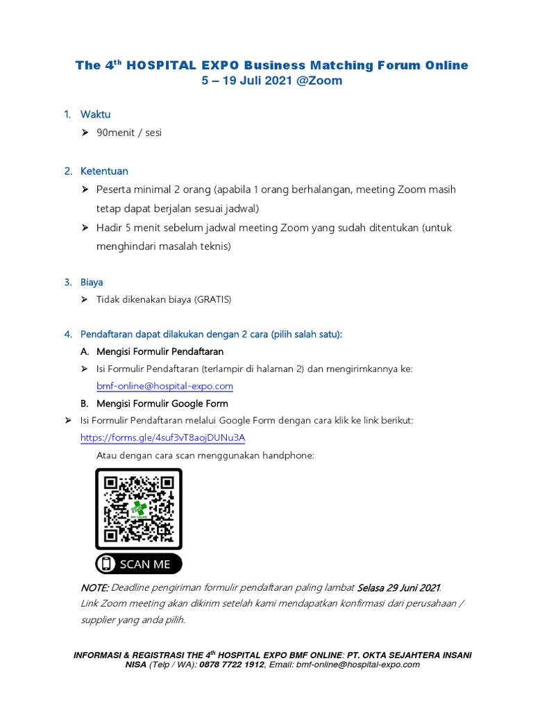 03 Formulir The 4th Hosital Expo BMF Online | PDF