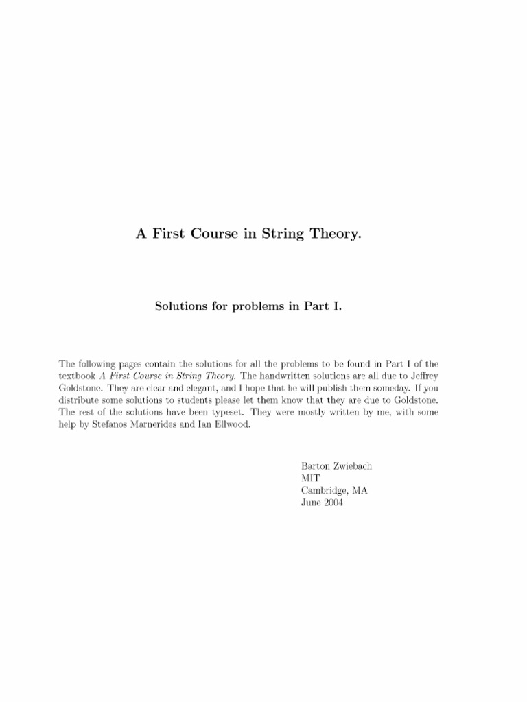 Zwiebach B. - Introduction To String Theory. Solutions To Problems ...